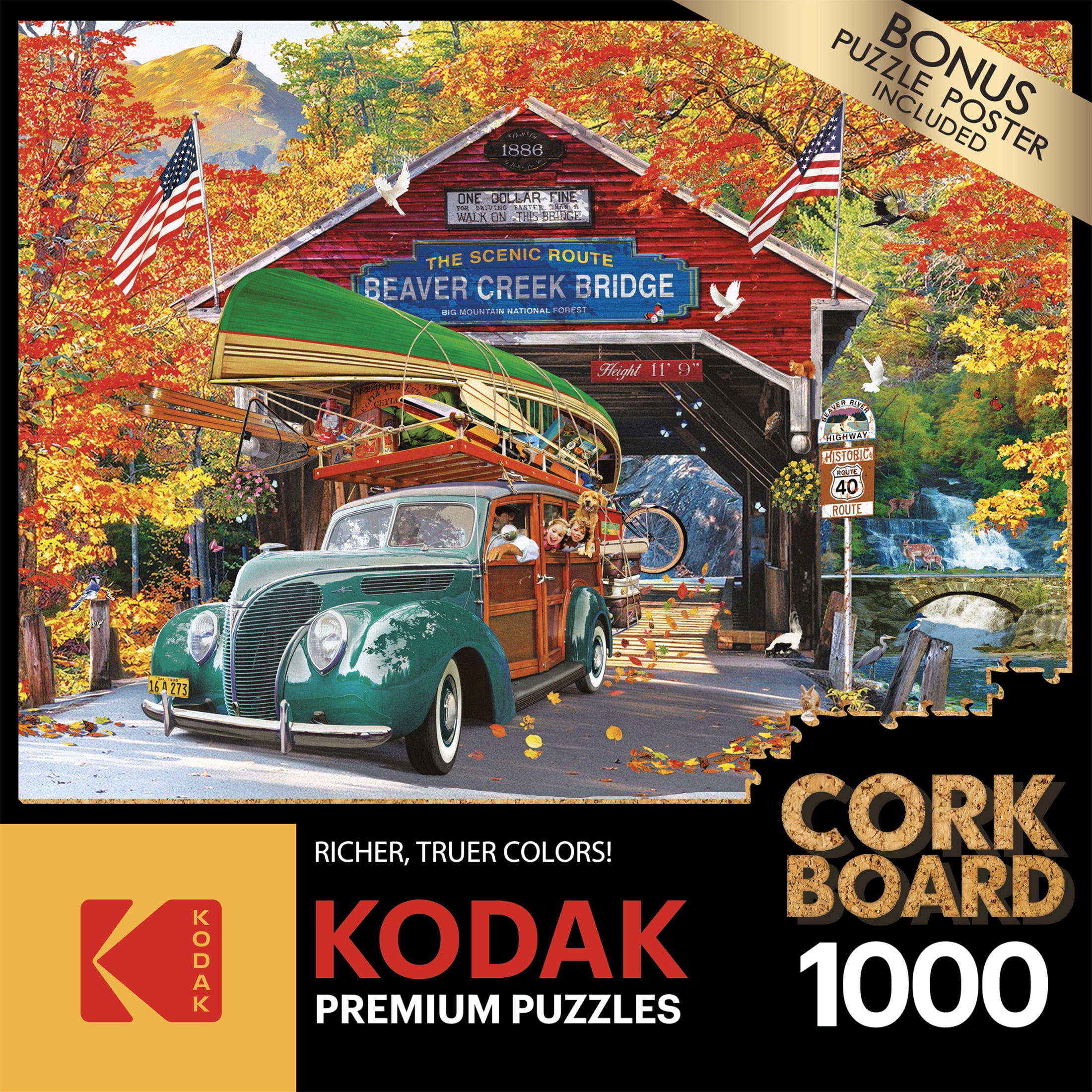 Cra-Z-Art Kodak Premium 1000-Piece Covered Bridge Cork Board Jigsaw ...