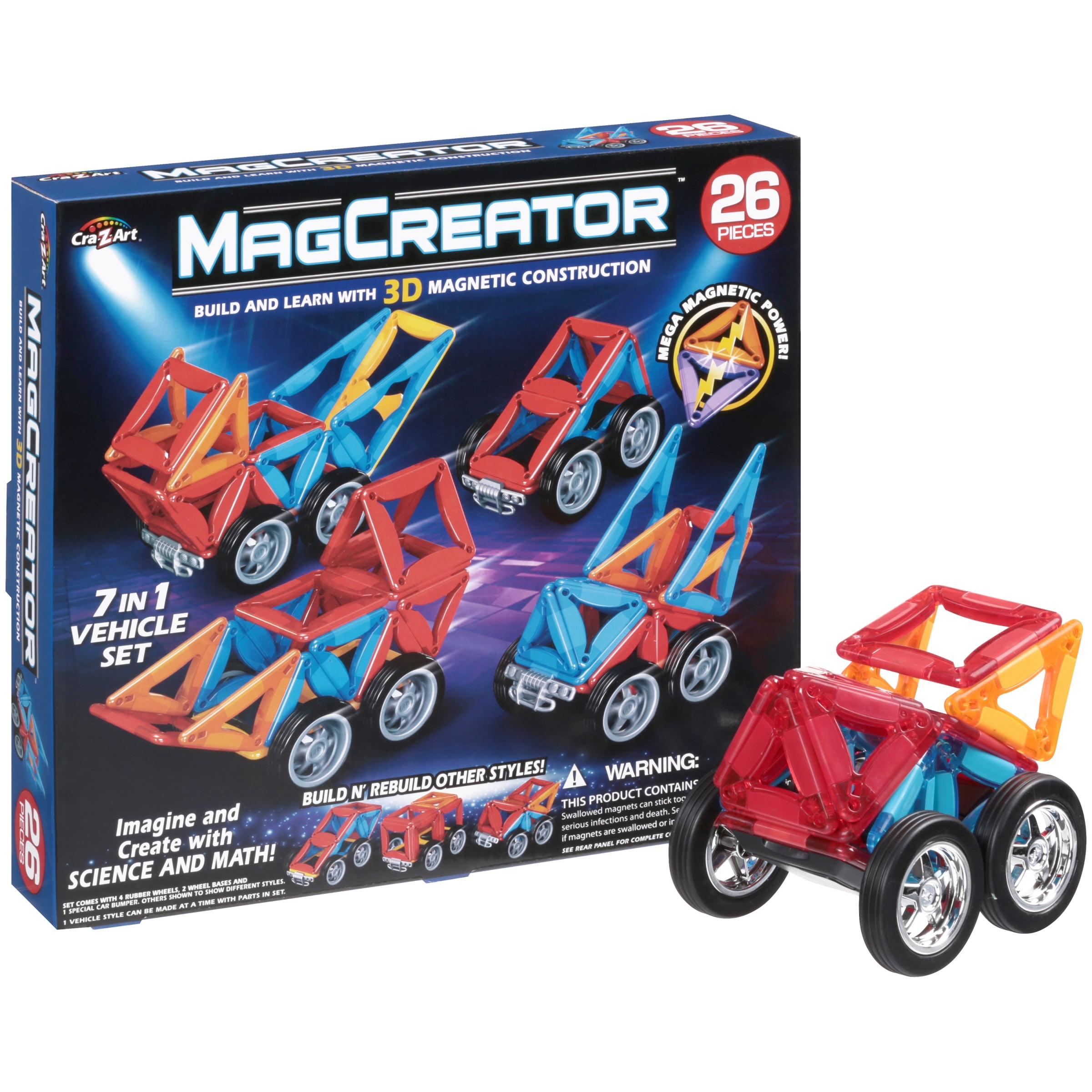 Cra-Z-Art MagCreator Magnetic 7-in-1 Vehicle Toy Set - Walmart.com