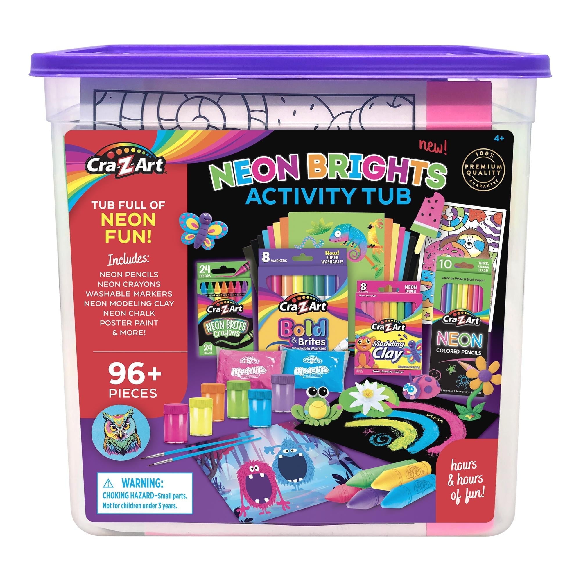 Cra-Z-Art Neon Brights Activity Tub, Multi-Color Drawing Set with over ...