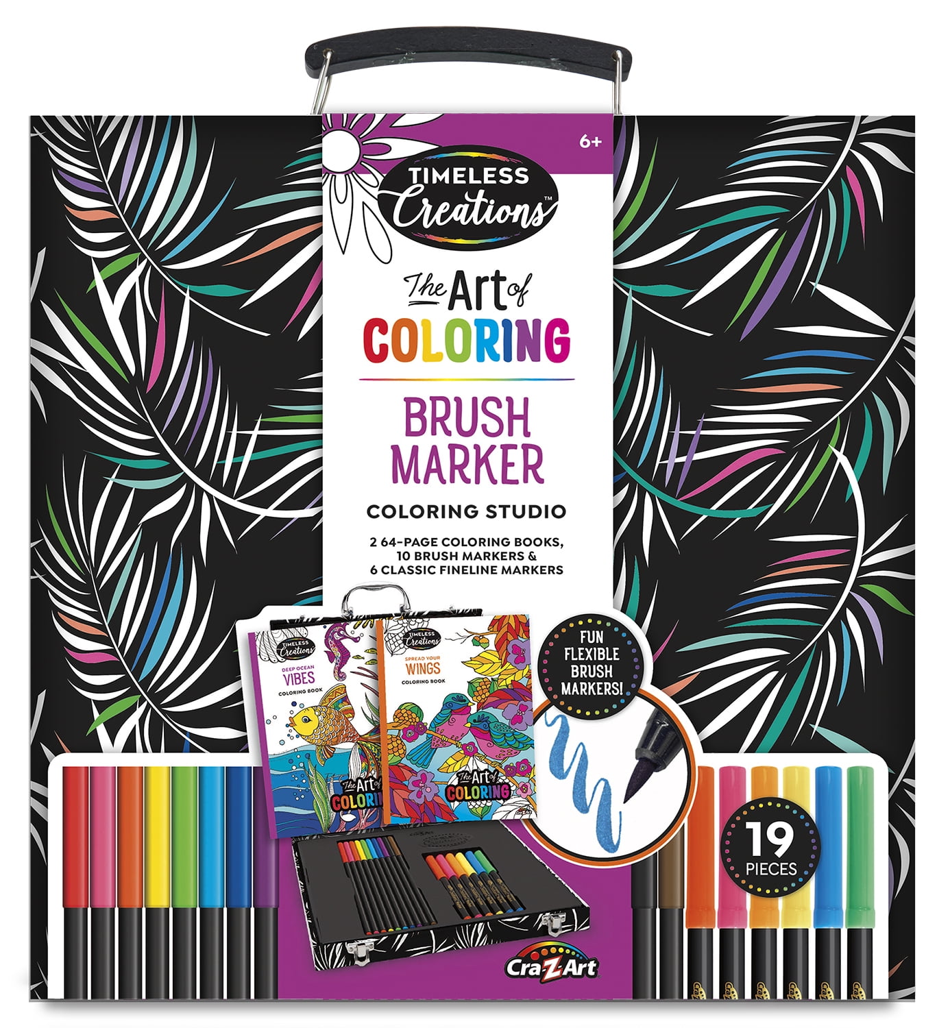 Cra-Z-Art Timeless Creations Multicolor Brush Marker Coloring Set ...