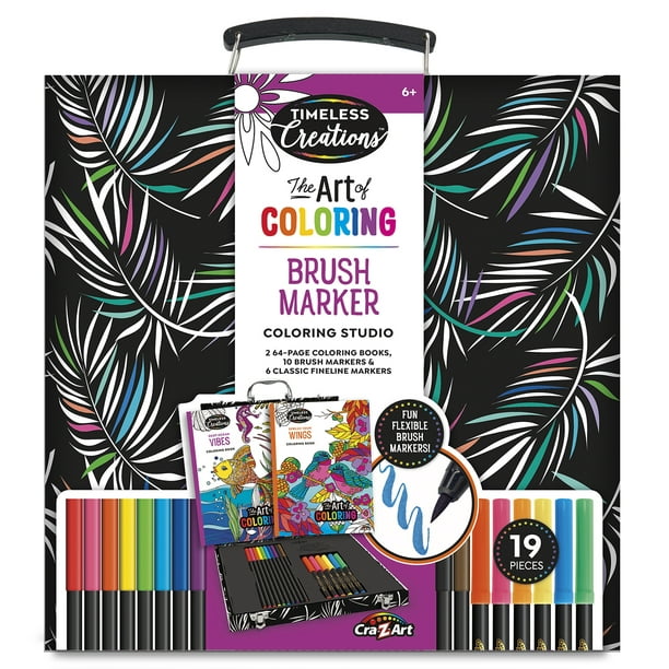 Cra-Z-Art Timeless Creations Multicolor Brush Marker Coloring Set ...