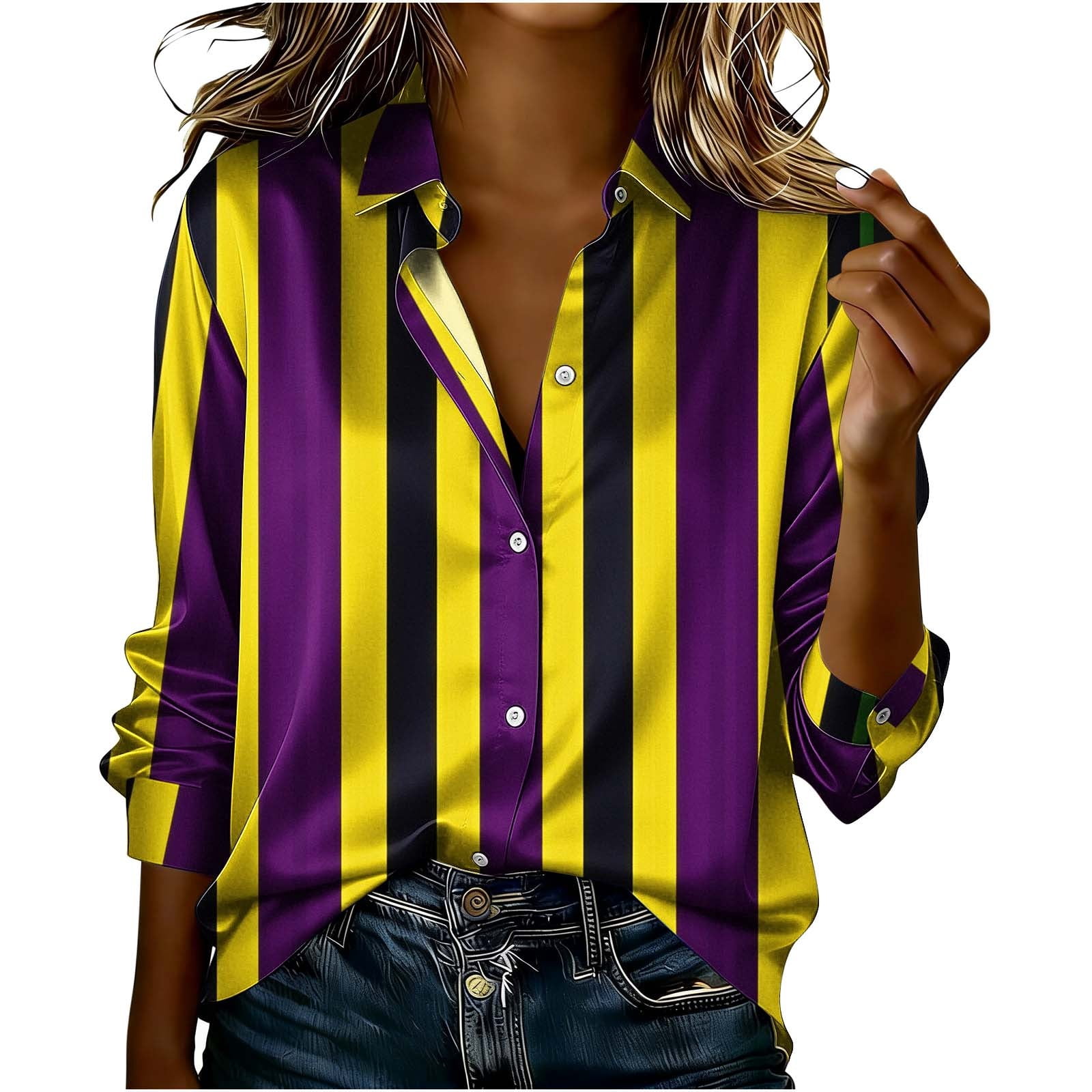Craaazy Button Down Shirts for Women Carnival Party Prints Multi-color ...