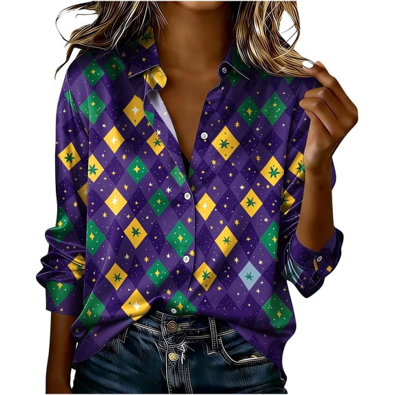 Craaazy Button Down Shirts for Women Carnival Party Prints Multi-color ...