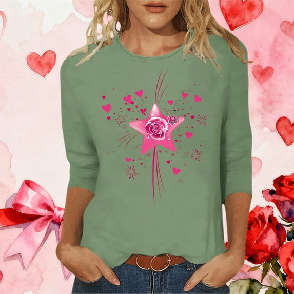 Craaazy Happy Valentine's Day Women's 3/4 Sleeve Crew Neck Love and ...