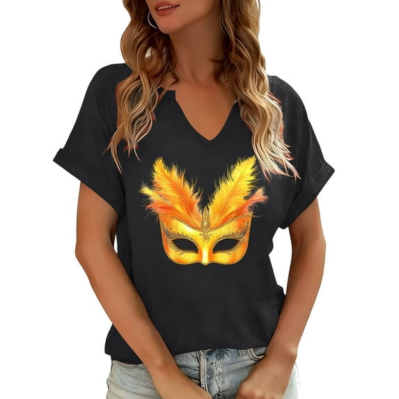 Craaazy Mardi Gras Shirts for Women Short Sleeve Casual Carnival ...