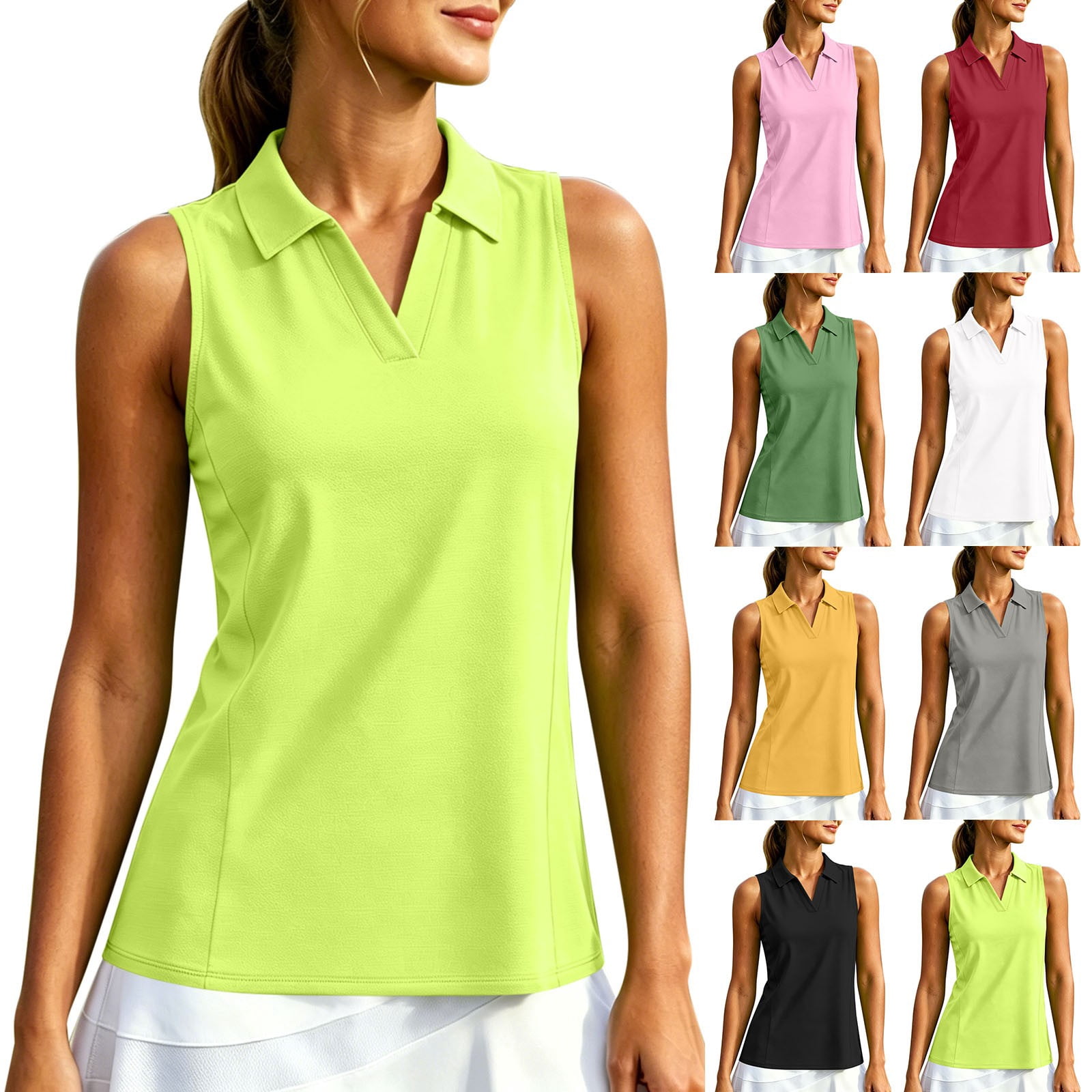 Craaazy Sleeveless Shirts for Women with A Collar Slim Fit Solid Color ...