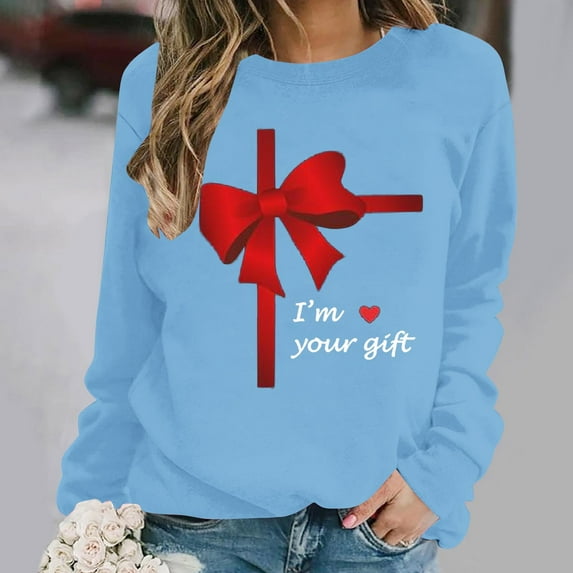 Craaazy Valentine Shirts for Women Round Neck Love Heart Graphic Loose ...
