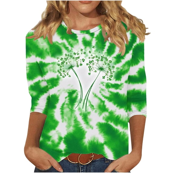 Craaazy Women's 3/4 Sleeve Round Neck Casual St Patricks Day Irish ...
