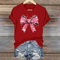 Craaazy Women's Bow Prints Fashion Round Neck Short Sleeved T-shirts ...