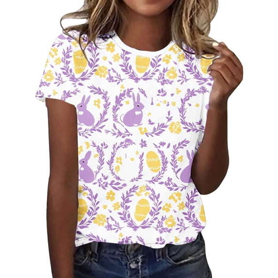 Craaazy Women's Casual Fashion Happy Easter Funny Celebrate Print Round ...