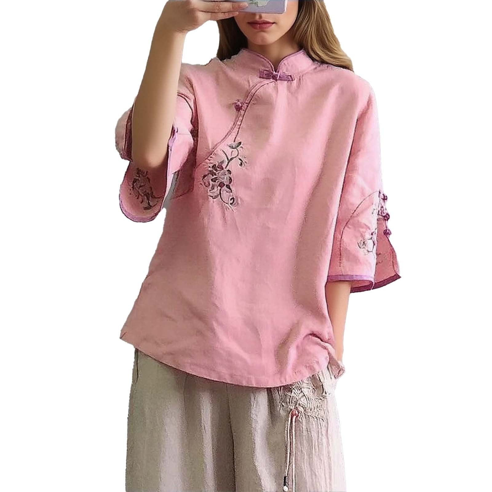 Craaazy Women's Casual Retro Chinese Style Stand Collar with ...