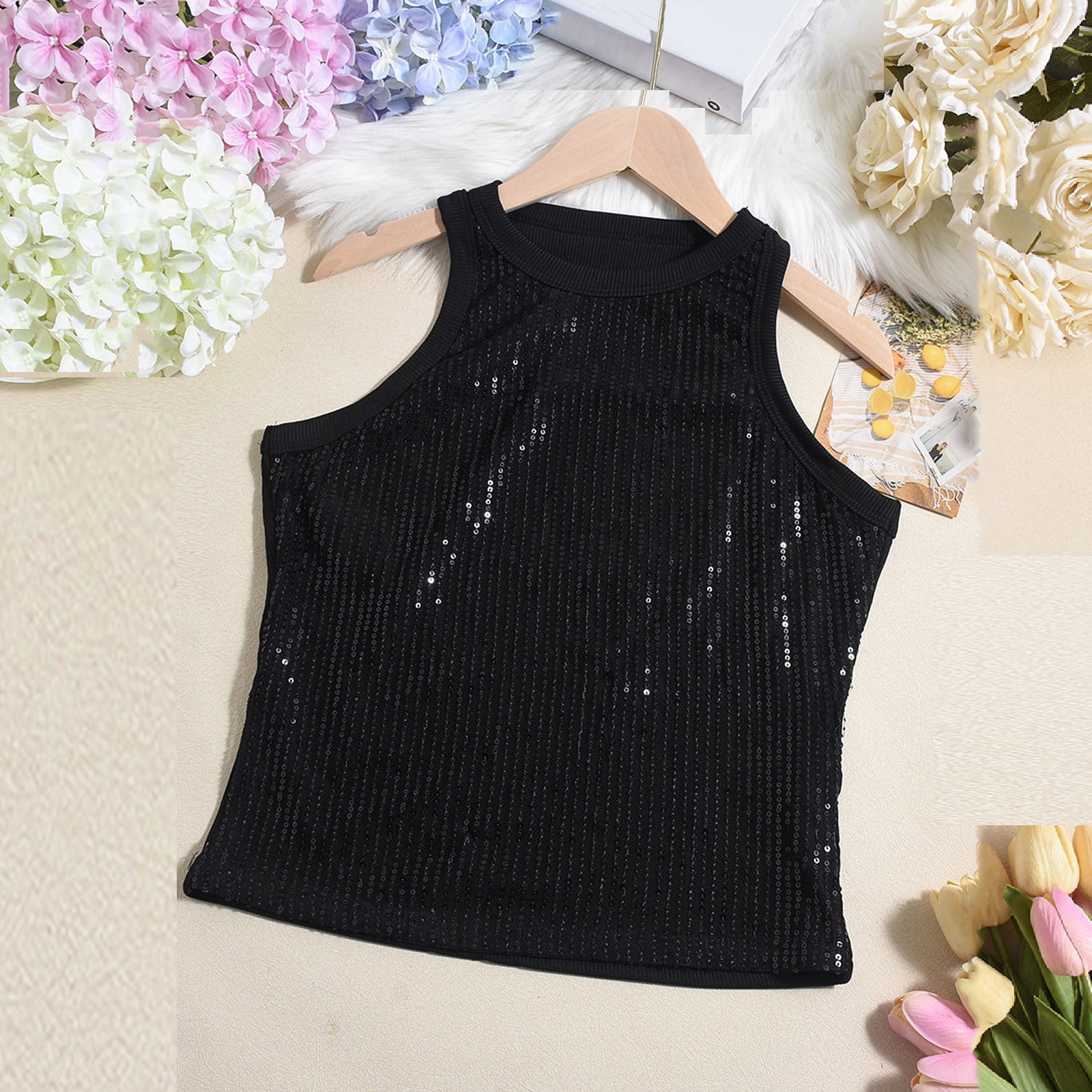 Craaazy Women's Casual Sparkly Sleeveless Blouses Gifts - Walmart.com