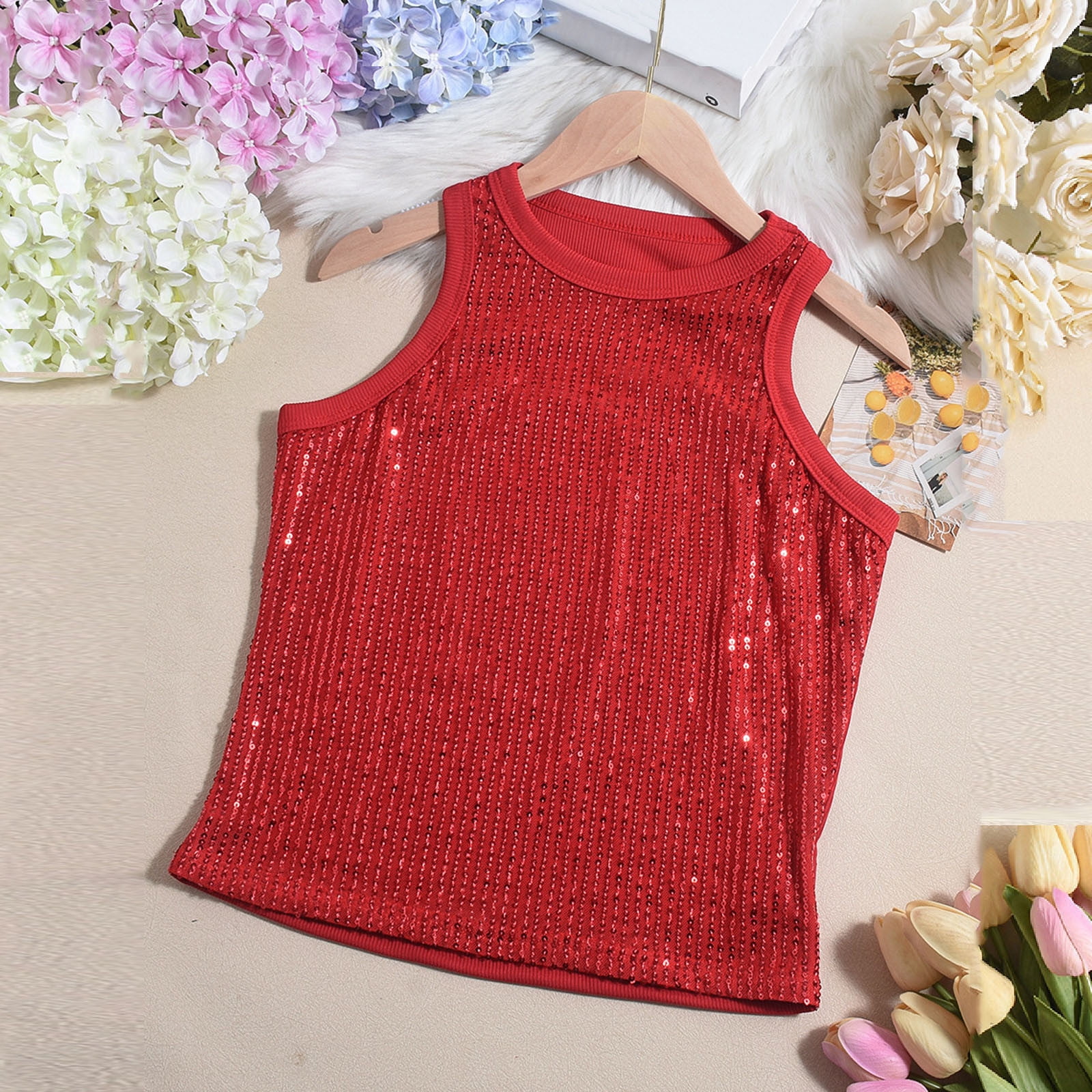 Craaazy Women's Casual Sparkly Sleeveless Blouses Gifts - Walmart.com