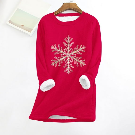 Craaazy Women's Christmas Fuzzy Sherpa Sweatshirts Long Sleeve Crewneck ...
