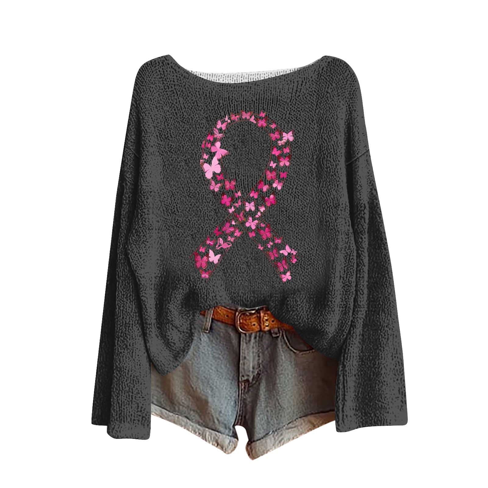 Craaazy Women's Fashion Breast Cancer Awareness Prints Shirts Round ...