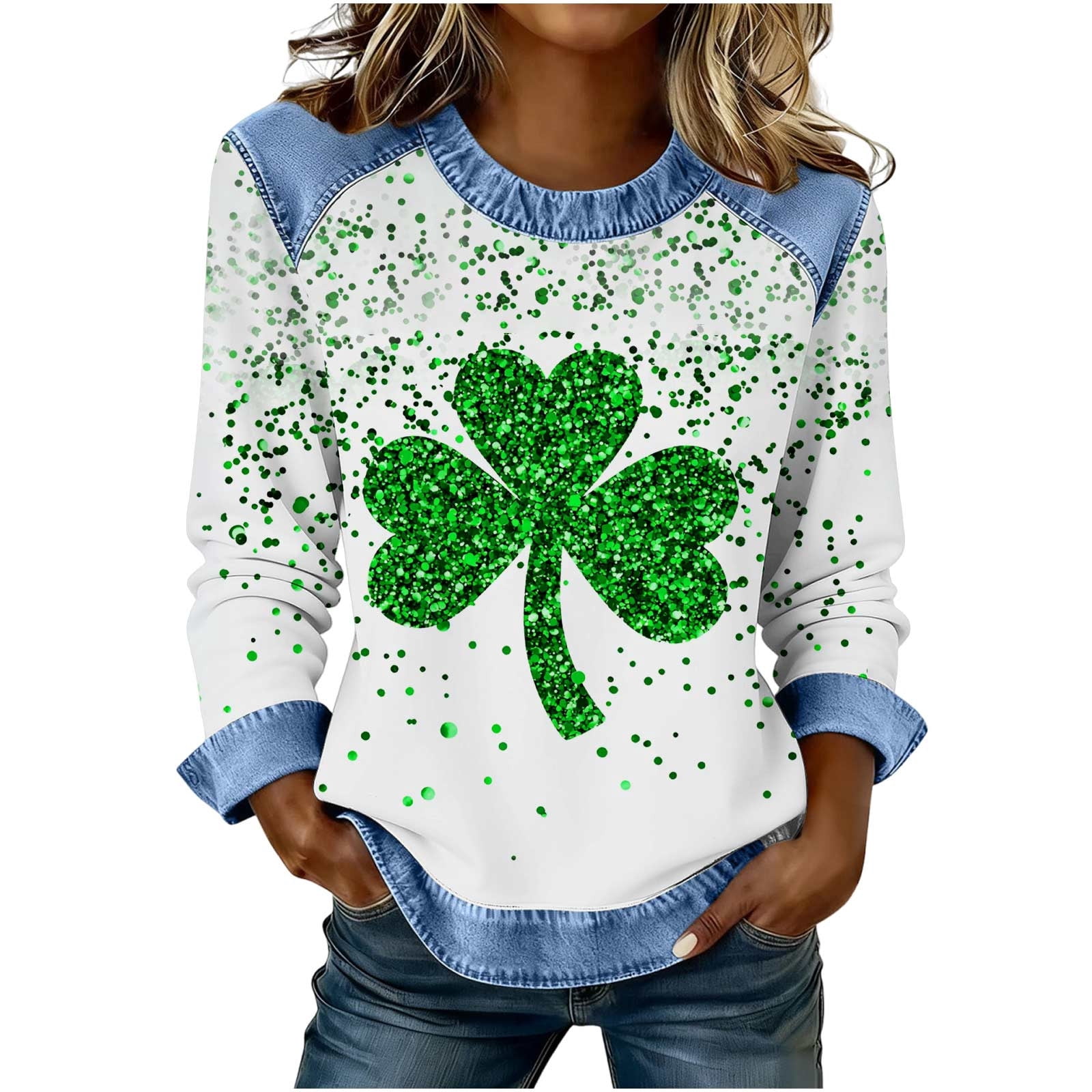 Craaazy Women's Fashion St Patricks Day Green Spirit Print Denim ...