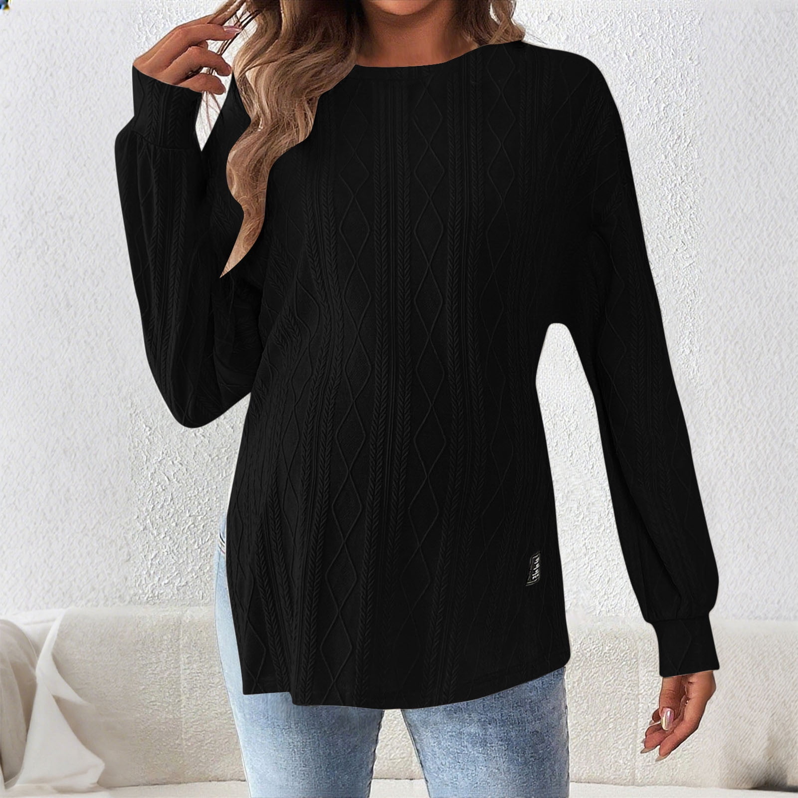 Craaazy Women's Fashionable Christmas Gift Casual Round Neck Solid ...