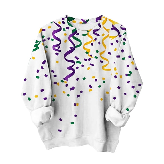 Craaazy Women's Funny Colorful Prints Carnival Party Crew Neck Loose ...