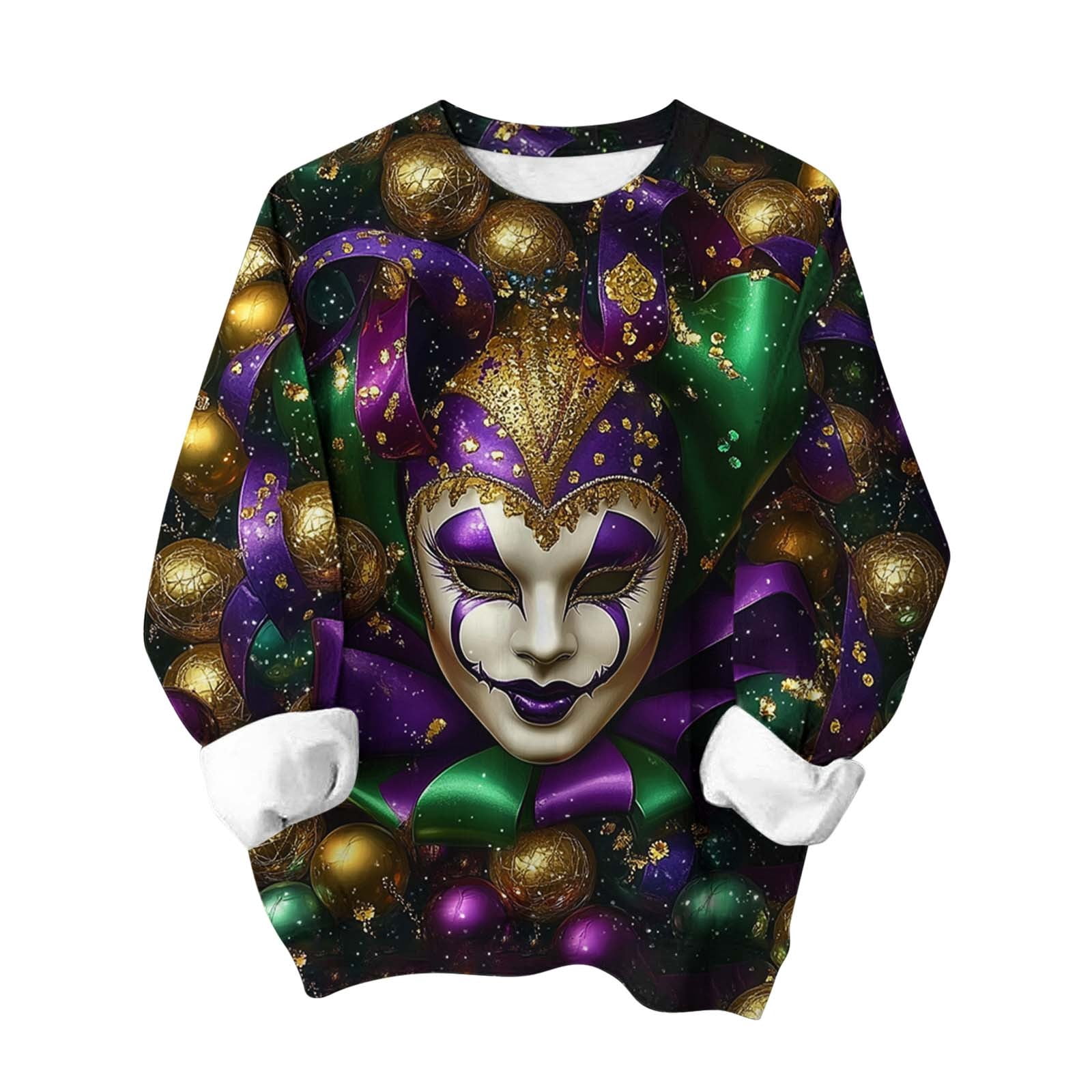 Craaazy Women's Funny Colorful Prints Carnival Party Crew Neck Loose ...