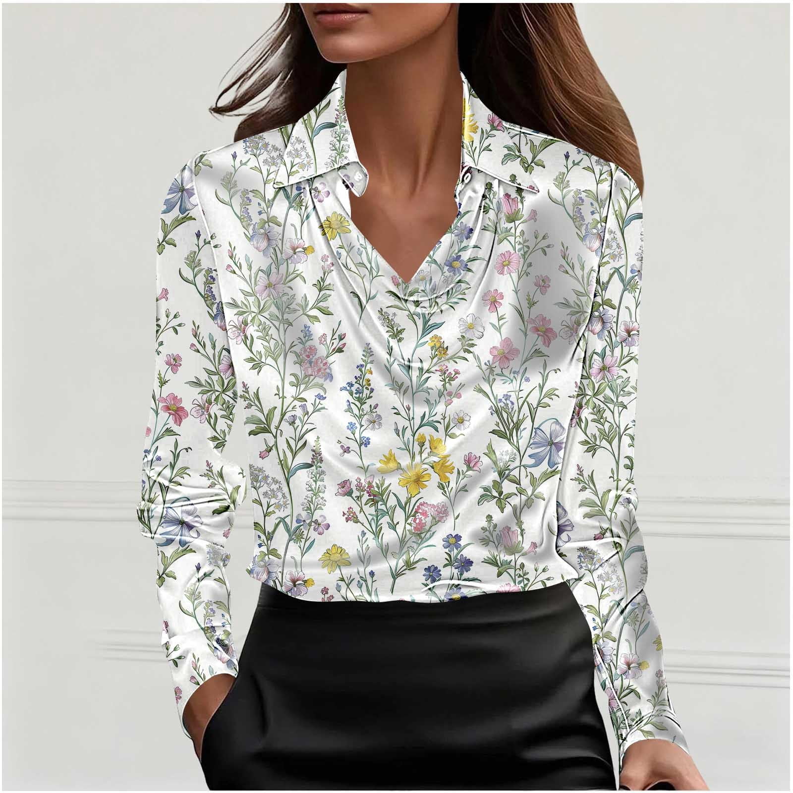 Craaazy Women's Long-Sleeved Cowl Neck Casual Business Printed Pullover ...