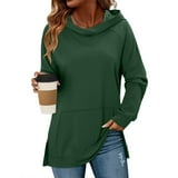 Craaazy Women's Oversized Side Split Hem Long Sleeve Hooded Tops Gifts ...