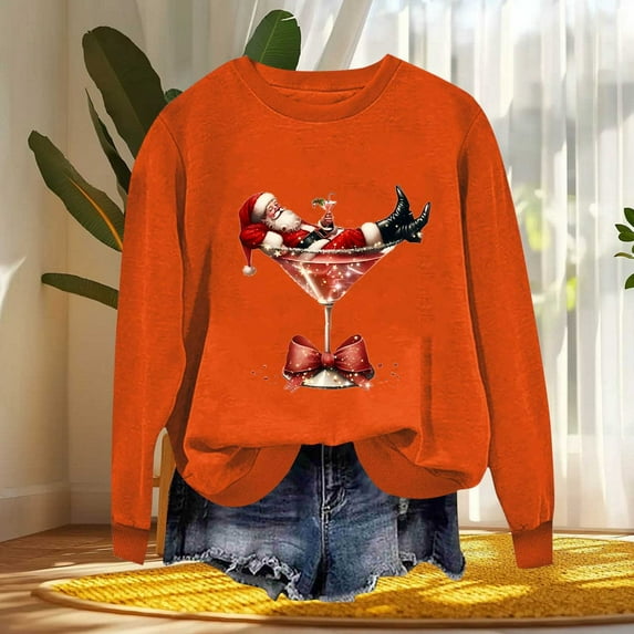 Craaazy Women's Round Neck Christmas Printed Long Sleeved Shirt Snowman ...