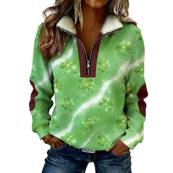 Craaazy Women's St. Patrick's Day Leisure Shamrock Printed Warm Fuzzy ...
