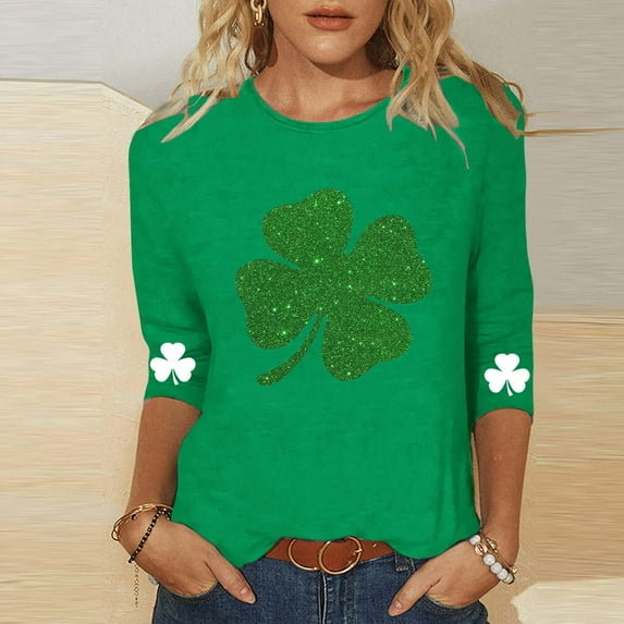 Craaazy Women's St. Patrick's Day Printed Round Neck T-shirt Leisure ...