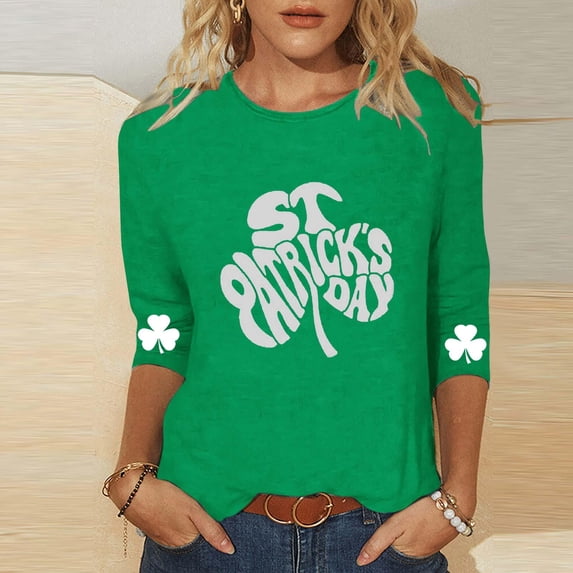 Craaazy Women's St. Patrick's Day Printed Round Neck T-shirt Leisure ...