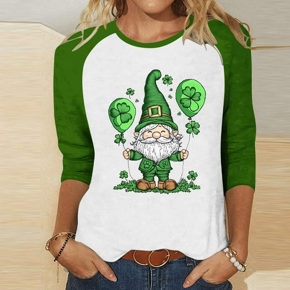Craaazy Women's St. Patrick's Day Tshirts Irish Clover Prints Crew Neck ...