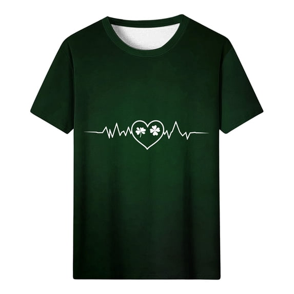 Craaazy Women's St Patrick's Short Sleeve Sweatshirts Shamrock Graphic ...