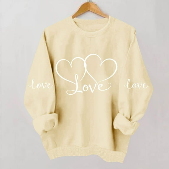 Craaazy Women's Valentines Long Sleeve Shirts Love Heart Crew Neck Long ...