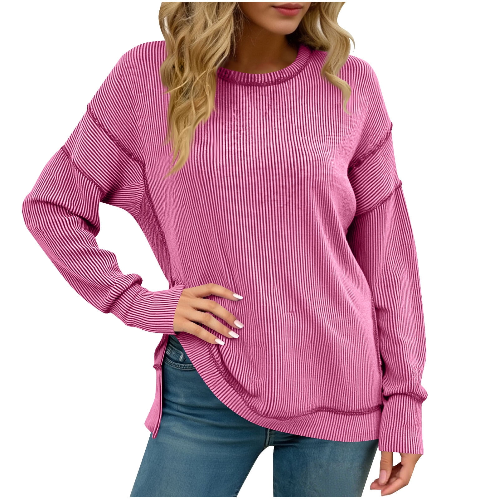Craaazy Womens Casual Christmas Shirts Crewneck Sweatshirt Button Long Sleeve Solid Color Shirt ...