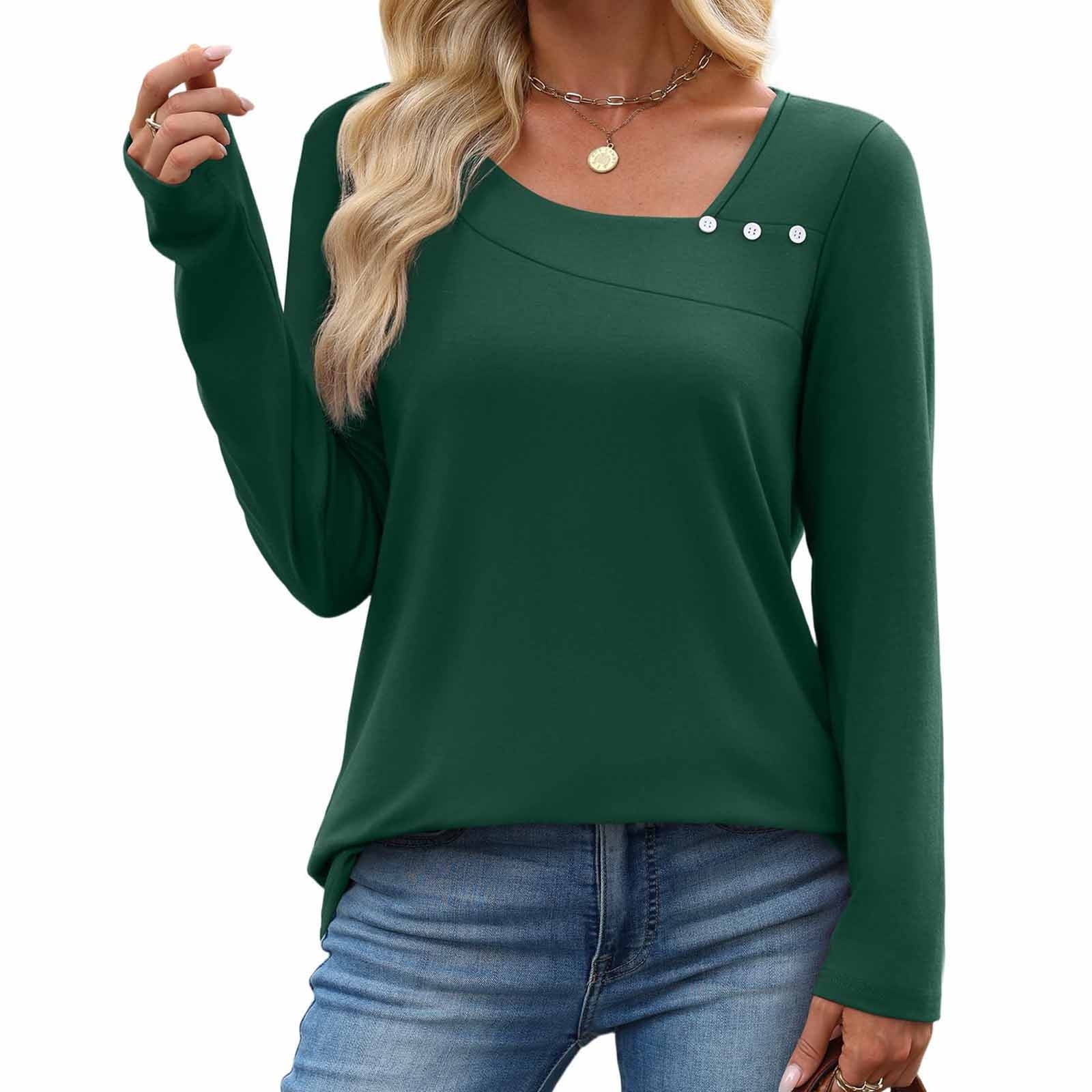 Craaazy Womens Tops Casual Christmas Printed V-Neck Long Sleeve T ...