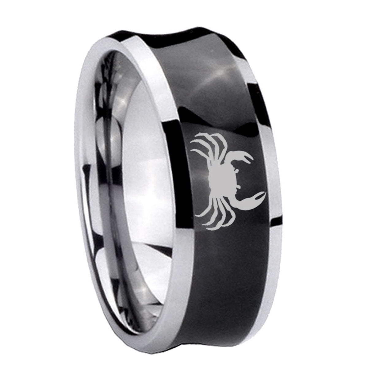 Crab 8MM Concave Black Tungsten Men Ring - Walmart.com