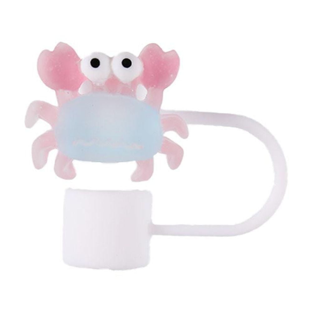 Crab (A) $10mm marine life straw cap silicone cartoon octopus clownfish ...