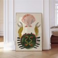 Crab And Shell Art Modern Coastal Illustration, Unframed Canvas ...