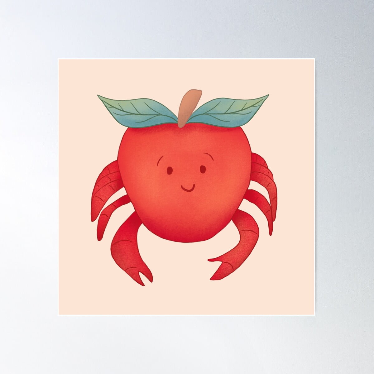 Crab Apple Cute Funny Drawing Poster Wall Art, Modern Wall Decor For ...