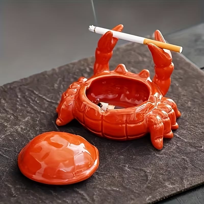 Crab Ashtray, Unique Irregular Ceramic Crab Shaped Ashtray with Lid ...