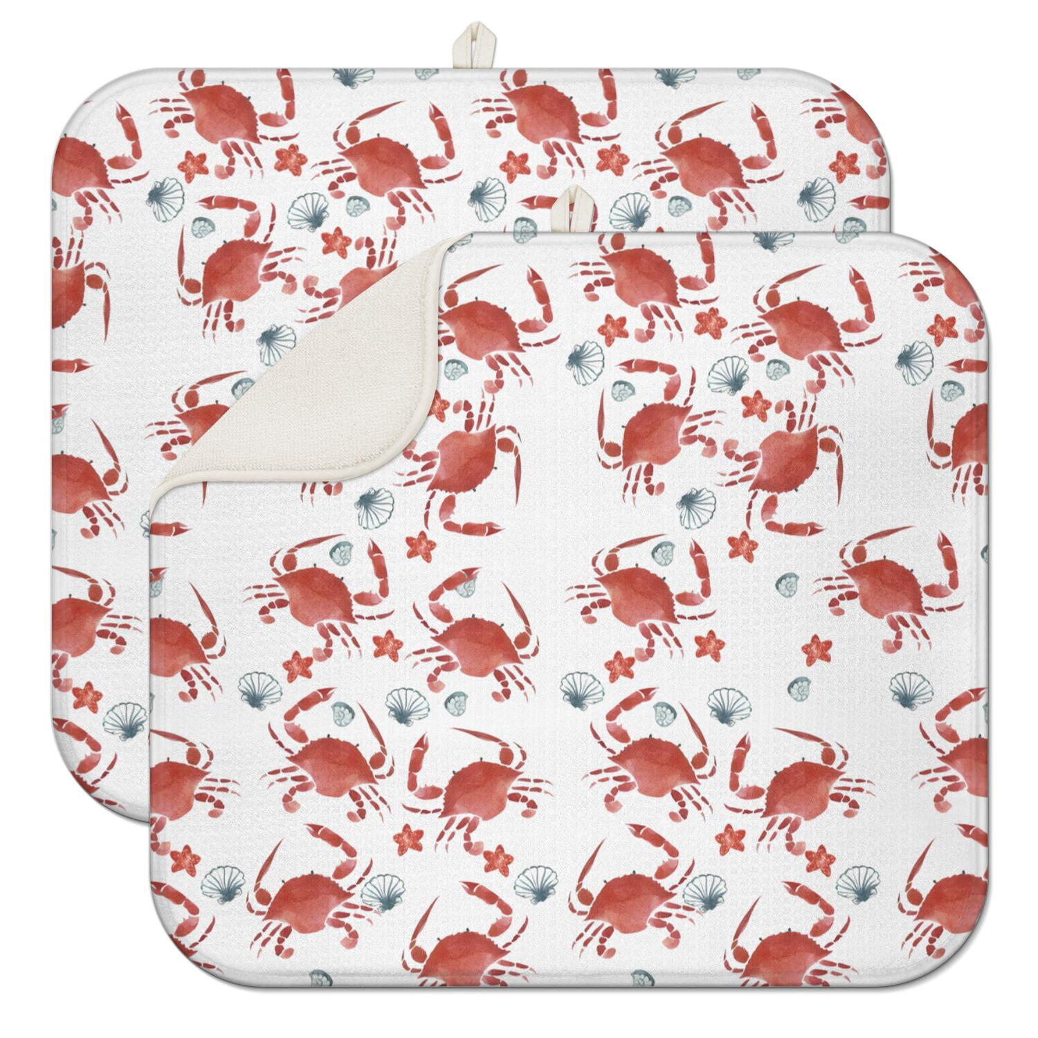 Crab Beach Coffee Mat For Kitchen Counter Seashells Crab Crab Creatures ...