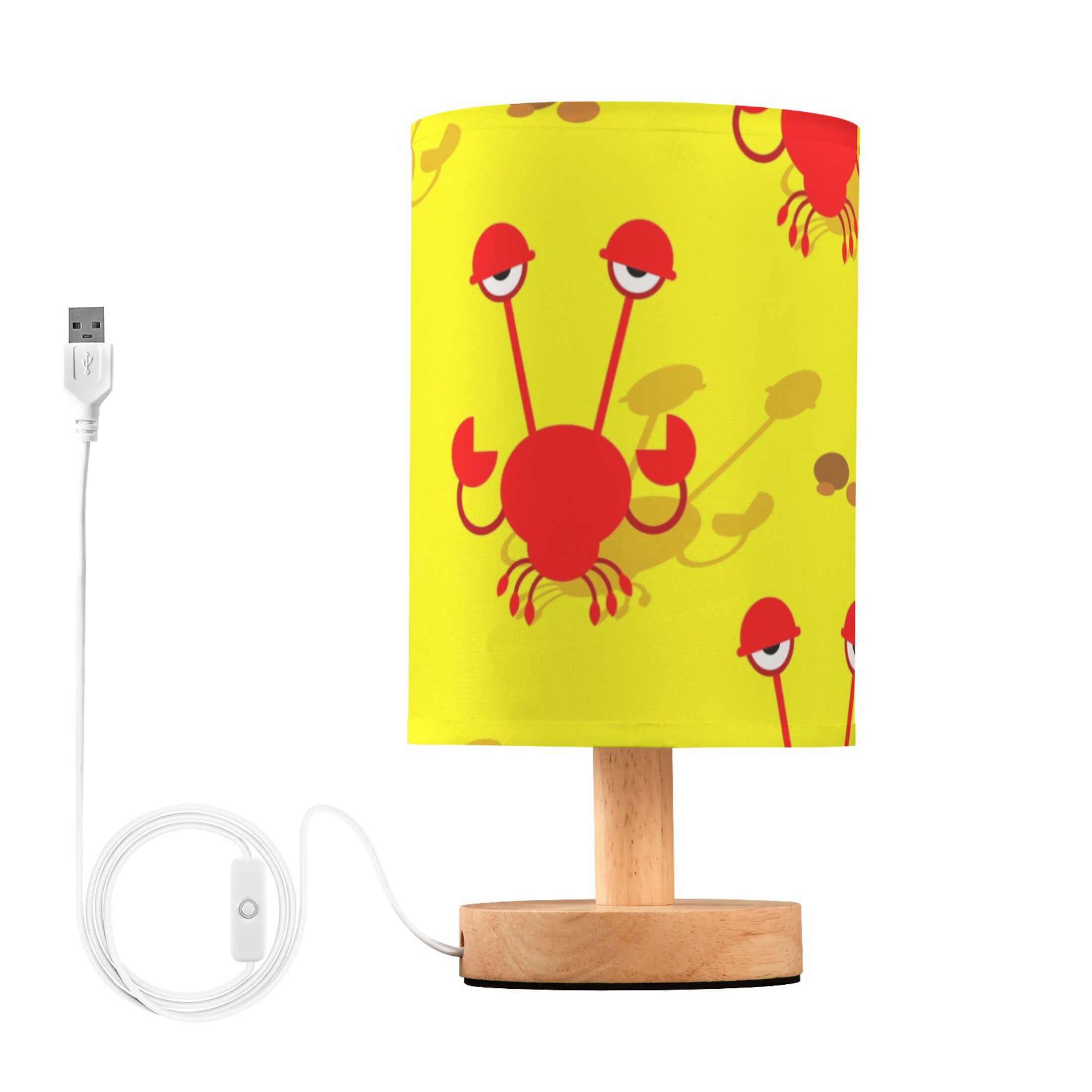Crab Cartoon Bedside Table Lamp LED Warm Lights with USB Charging Port ...