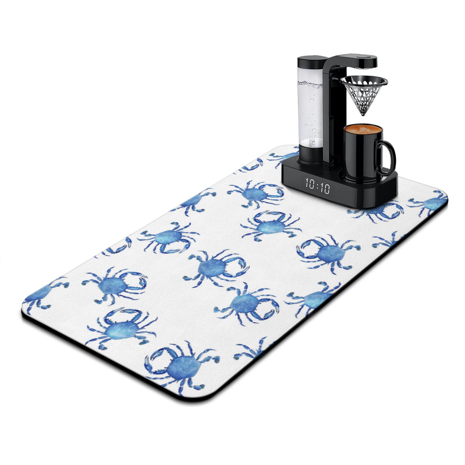 Crab Coffee Maker Mat 4-Layer Absorbent Non-Slip Drying Mat for Coffee ...