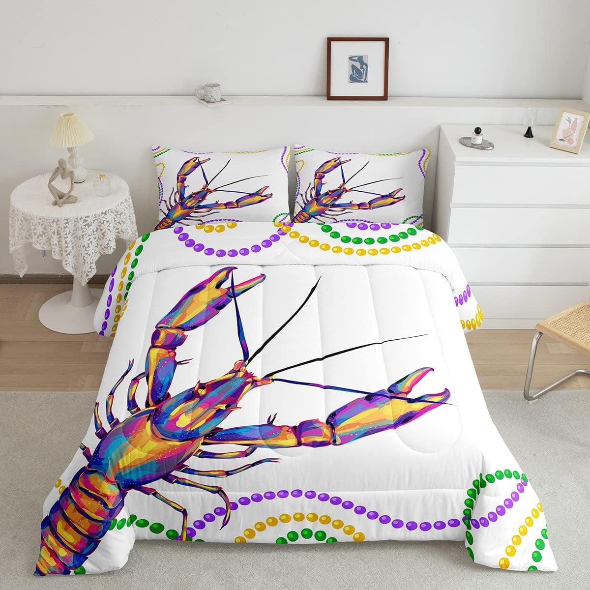 Crab Comforter Set Ocean Life Bedding Set Watercolor Marine Life Sea ...