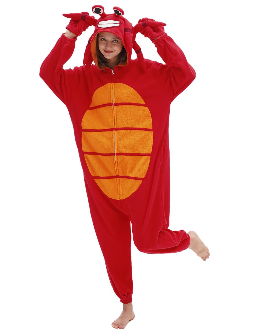 Crab Costume Adult Red Crab Onesie, Fun Adult Halloween Costume Comfy ...