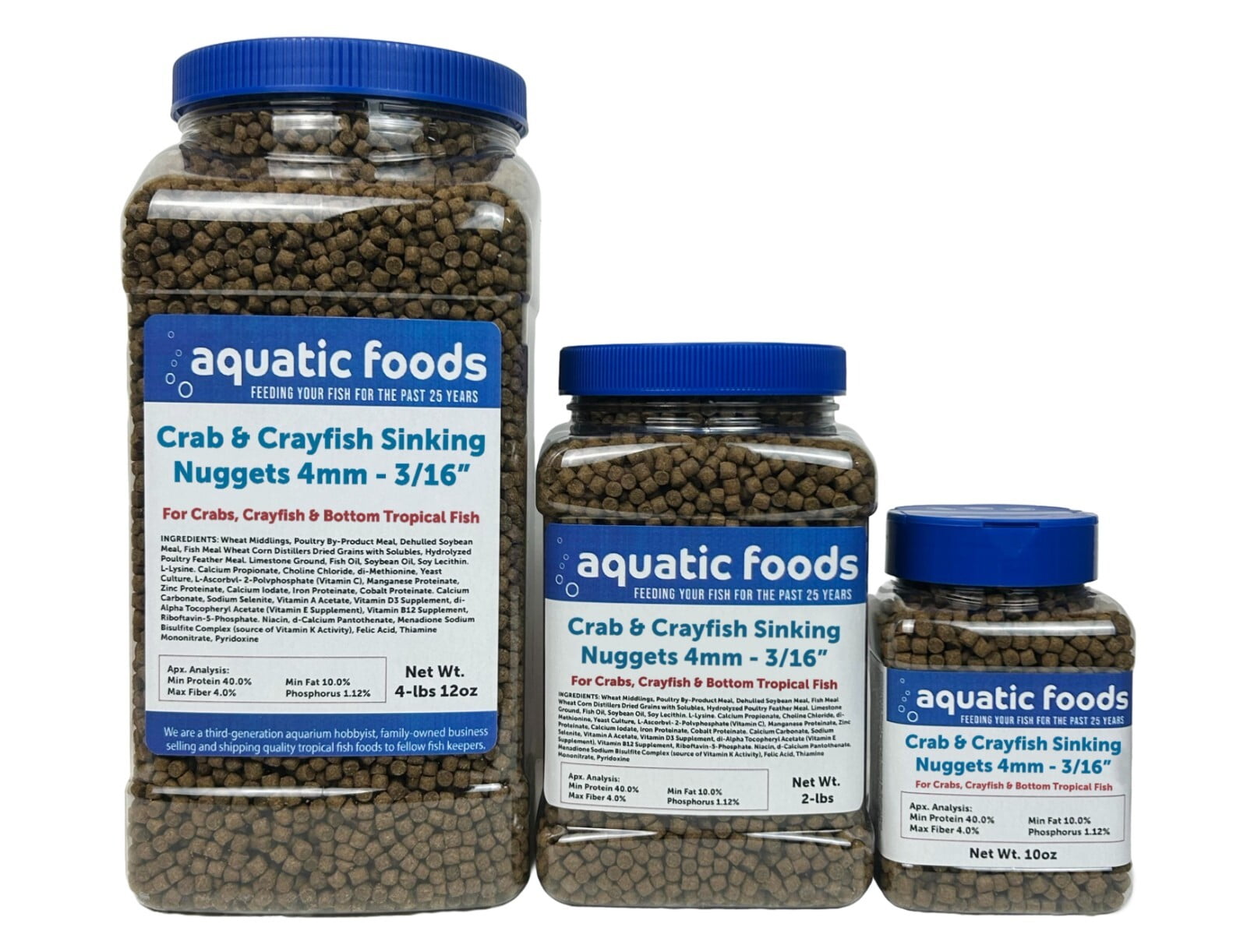 Crab & Crayfish 4mm-3/16" Sinking 40% Protein Nuggets for Crabs ...