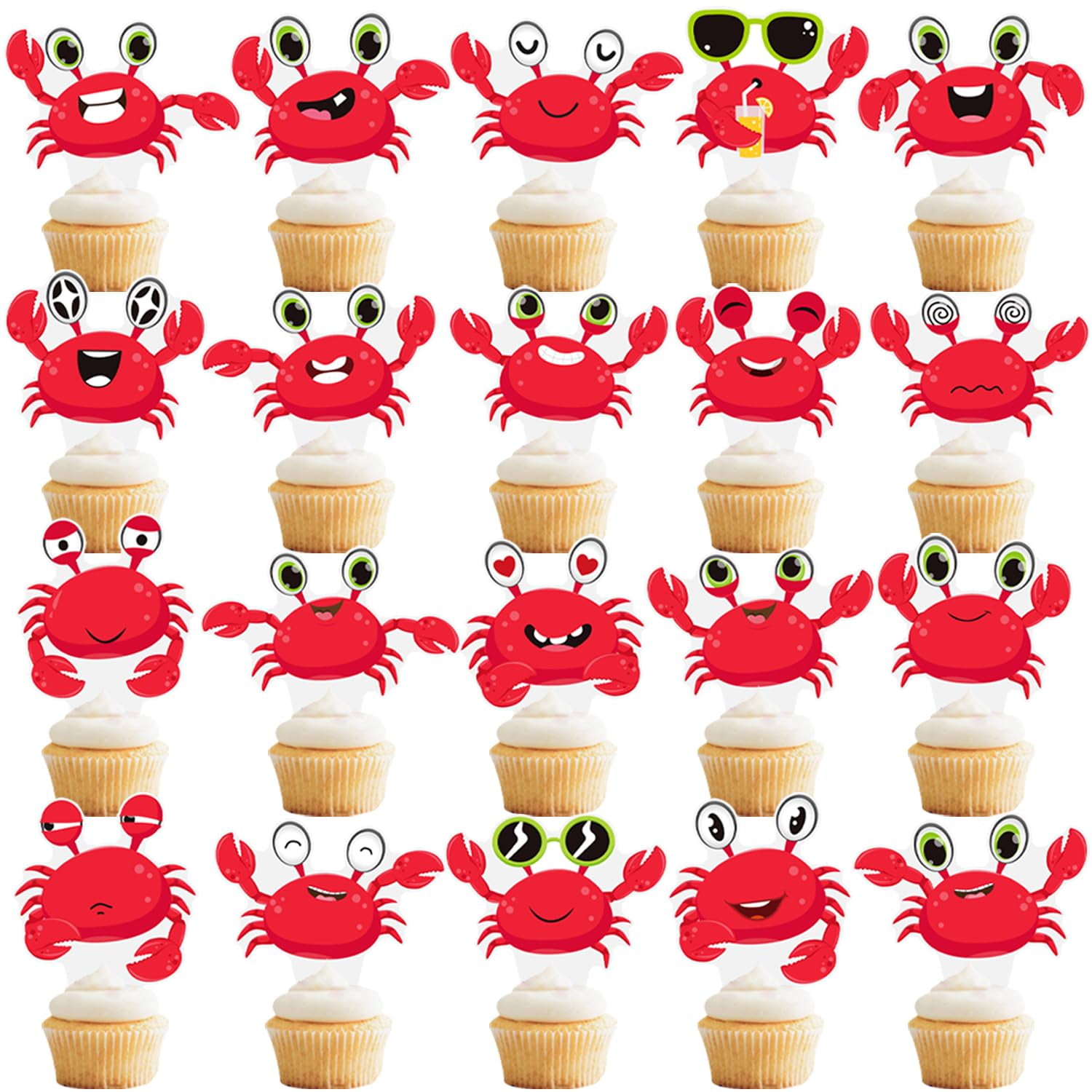 Crab Cupcake ToppersITSC 48Pcs Crab Birthday Party Decorations Crab ...