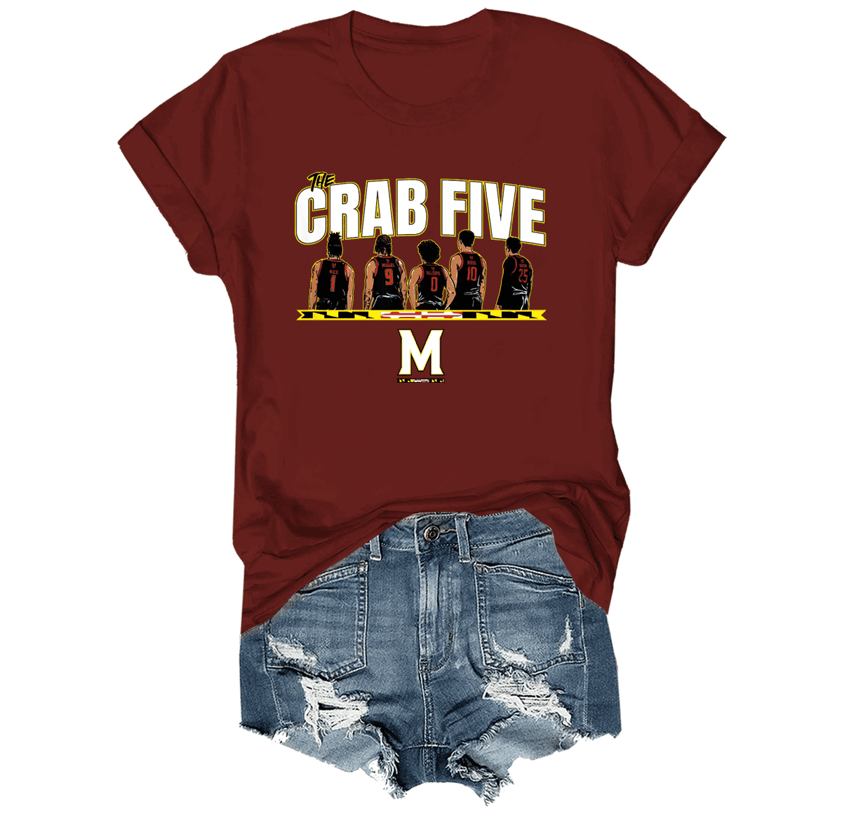 Crab Five Lineup - Maryland Basketball T-Shirt, The Crab Five T-Shirt, The Crab Five V Neck ...