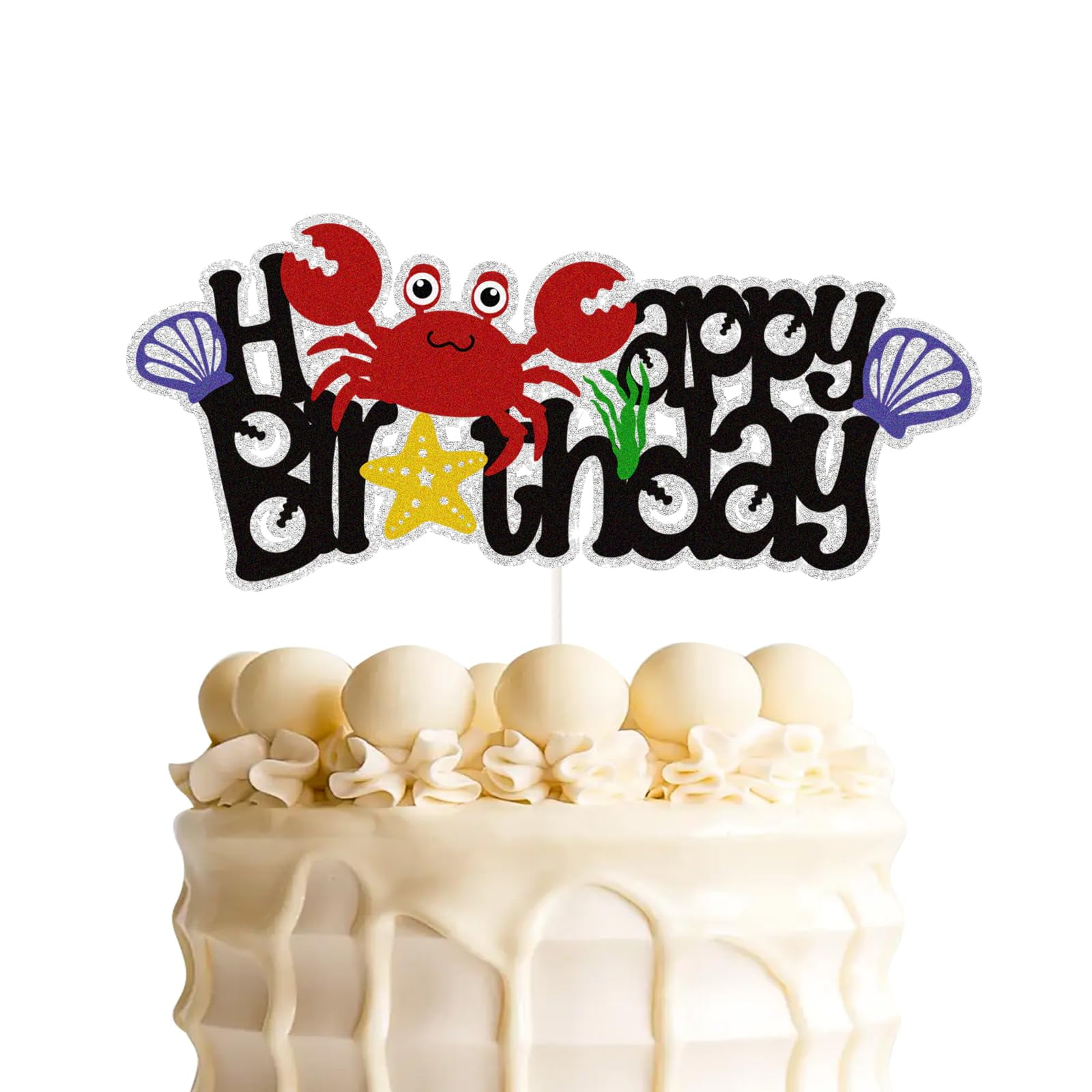 Crab Happy Birthday Cake RE32 Topper,Ocean Under The Sea Beach Animals ...