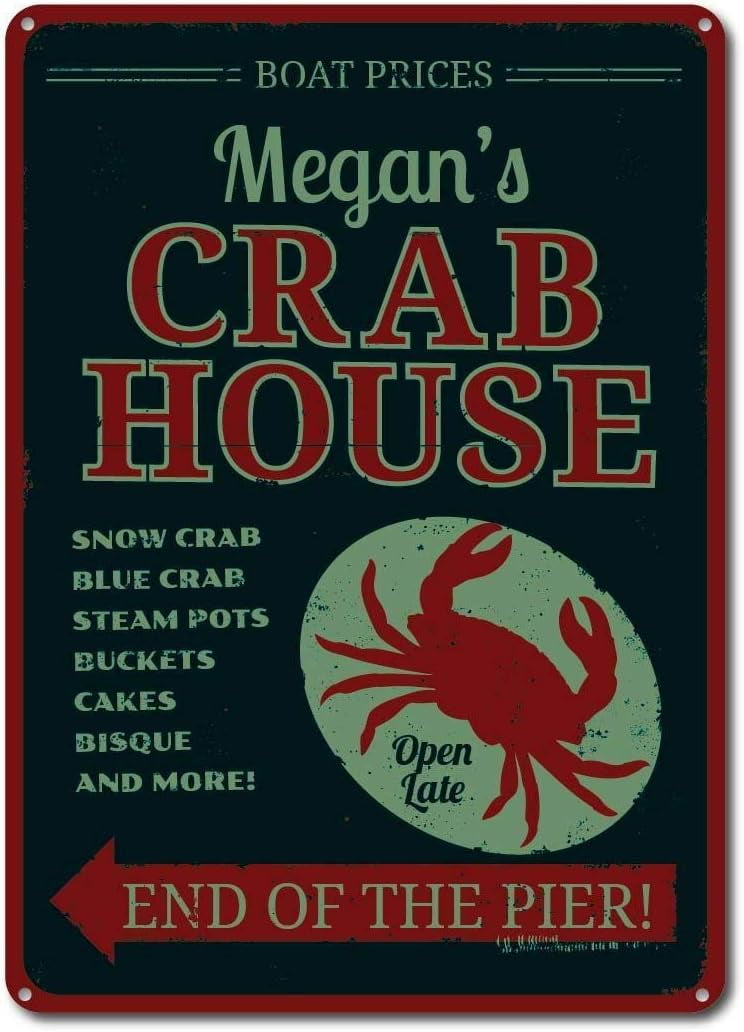 Crab House Sign Personalized Seafood Restaurant Name Sign Tin Sign 8x12 ...