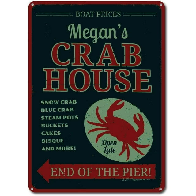 Crab House Sign Personalized Seafood Restaurant Name Sign Tin Sign 8x12 ...